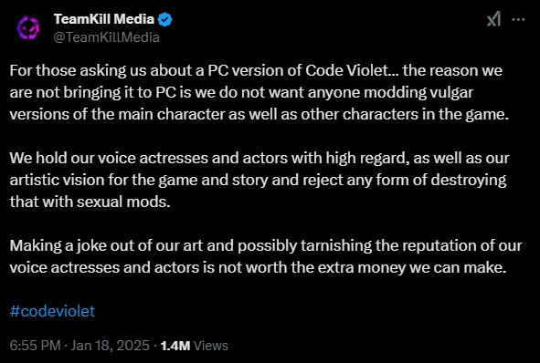 TeamKill rivela il motivo "volgare" per cui il codice di gioco Violet Horror dei dinosauri salta ...